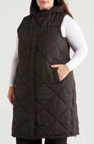 Zella Long Hooded Puffer Vest