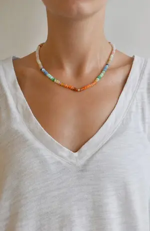 Anzie Boheme Beaded Opal Necklace - White Multicolor