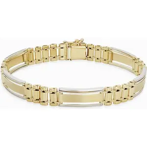 ORADINA 10k Two Tone Gold Bogart Link Bracelet - 10k Two-tone Gold