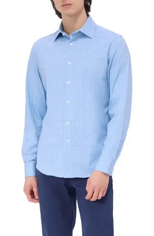 Bugatchi Ooohcotton® Check Button-up Shirt - Air Blue