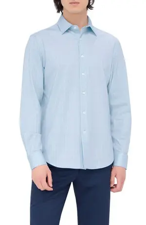 Bugatchi Ooohcotton® Check Button-up Shirt Menthol