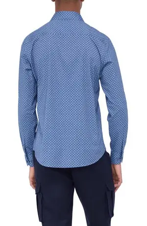 Bugatchi James Ooohcotton® Microcheck Button-up Shirt - Classic Blue