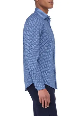 Bugatchi James Ooohcotton® Microcheck Button-up Shirt - Classic Blue