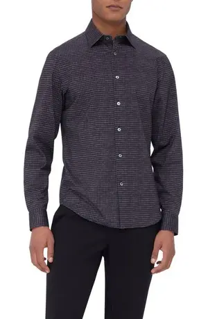 Bugatchi James Ooohcotton® Microcheck Button-up Shirt - Black