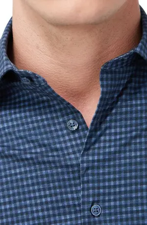 Bugatchi James Ooohcotton® Microcheck Button-up Shirt - Navy