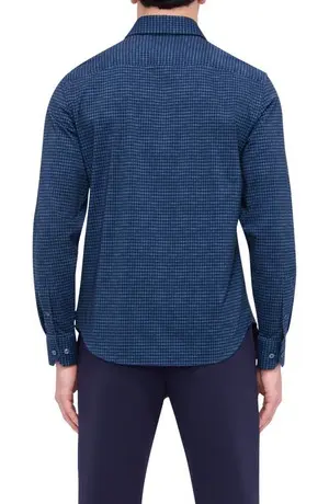 Bugatchi James Ooohcotton® Microcheck Button-up Shirt - Navy