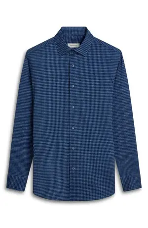 Bugatchi James Ooohcotton® Microcheck Button-up Shirt - Navy