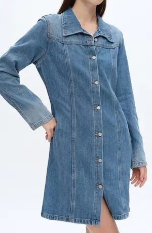 BAYEAS Long Sleeve Denim Shirtdress