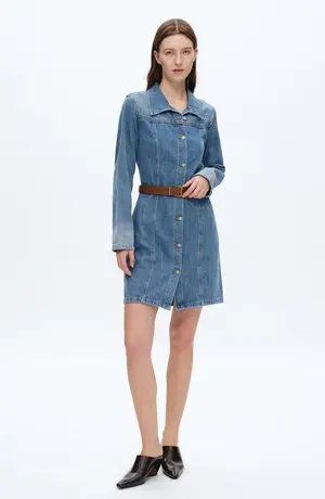 BAYEAS Long Sleeve Denim Shirtdress