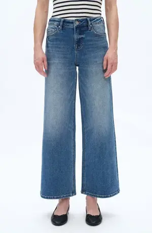 BAYEAS Lisa Ankle Wide Leg Jeans - Medium Blue