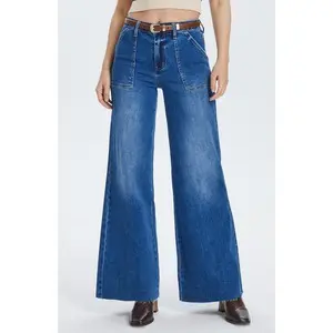 BAYEAS High Waist Wide Leg Jeans - Dark Indigo