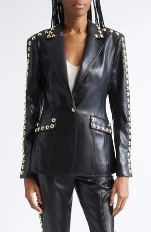 Cinq À Sept Milly Studded Faux Leather Jacket - Black/gold