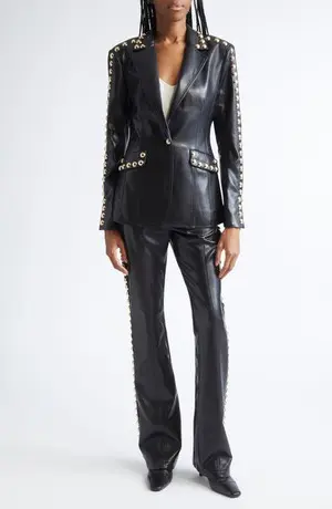 Cinq À Sept Milly Studded Faux Leather Jacket - Black/gold