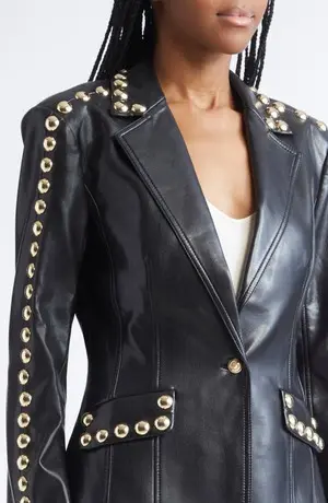 Cinq À Sept Milly Studded Faux Leather Jacket - Black/gold