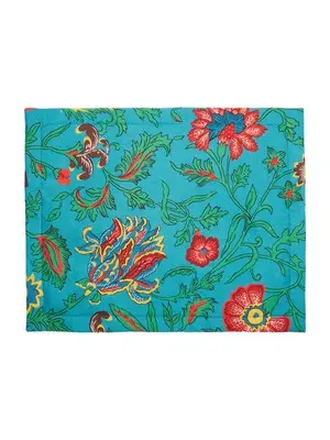 La DoubleJ Placemats Set Of 2 - Dragon Flower Turche Turquoise
