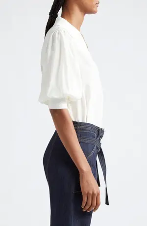 Cinq À Sept Weldon Collar Silk Top - Ivory