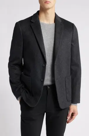 Theory Clinton Wool & Cashmere Blazer Charcoal Melange