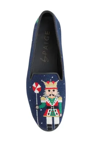 BYPAIGE Needlepoint Loafer - Navy