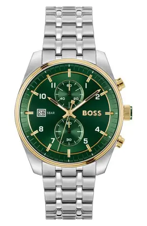 BOSS Skytraveller Chronograph Bracelet Watch - Green