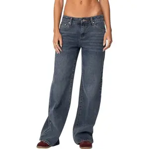 EDIKTED Ace Low Rise Wide Leg Jeans - Dark-blue