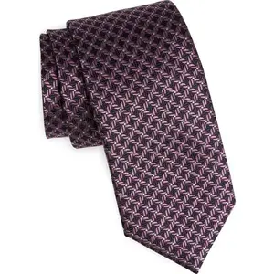 Zegna ZEGNA TIES Pieghe Large Diamond Silk Jacquard Tie Pink