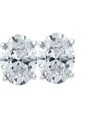 BLISS DIAMOND 2 Ct Lab Grown Oval Diamond 14k Stud Earrings - 14k White Gold