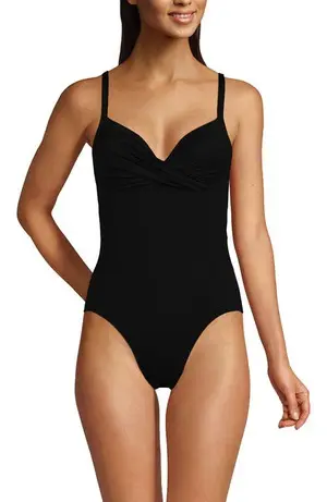 LANDS' END Chlorine Resistant Sculpting Draped One Piece Swimsuit