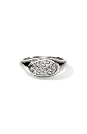 John Hardy Sterling Pebble Diamond Ring - Silver