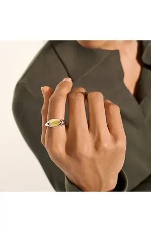 John Hardy Sterling And 14k Gold Pebble Ring - Silver