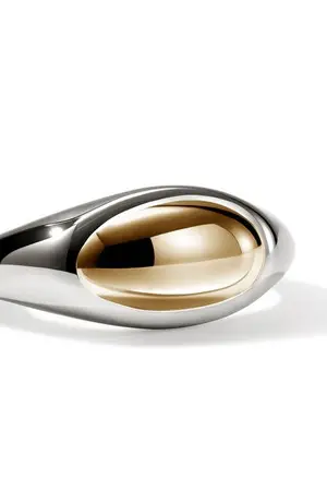 John Hardy Sterling And 14k Gold Pebble Ring - Silver