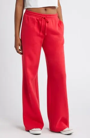 Bp. Wide Leg Fleece Sweatpants - Red Lipstick
