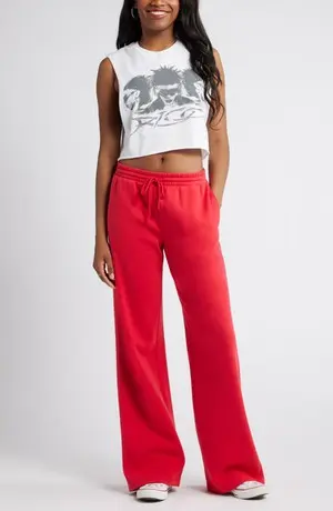 Bp. Wide Leg Fleece Sweatpants - Red Lipstick