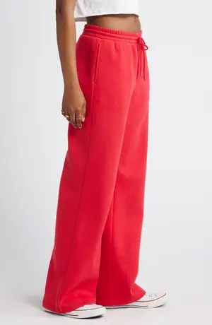 Bp. Wide Leg Fleece Sweatpants - Red Lipstick
