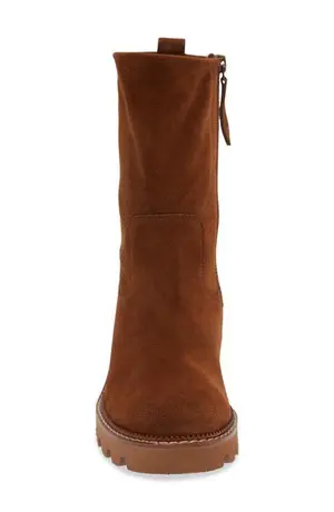 Paul Green Wanda Lug Sole Utility Boots - Toffee Soft Suede