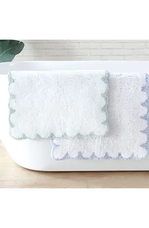 PERI HOME Scallop Detail Cotton Bath Mat - Blue