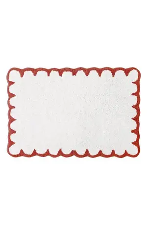 PERI HOME Scallop Detail Cotton Bath Mat - Chili Red