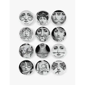 FORNASETTI Zodiac Signs Porcelain Plates Set Of 12 - One-color