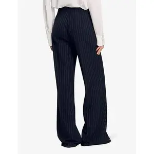 Sandro Pinstriped Straight-leg Trousers - Noir / Gris