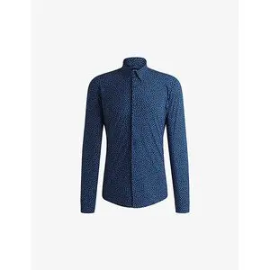 BOSS Geometric-pattern Slim-fit Stretch-jersey Shirt