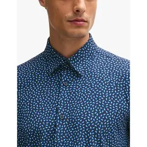 BOSS Geometric-pattern Slim-fit Stretch-jersey Shirt