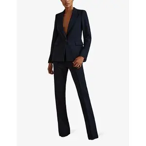 REISS Gabi Flared-leg Trousers - Navy