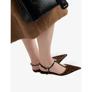 Prada Logo-plaque Leopard Leather Heeled Courts