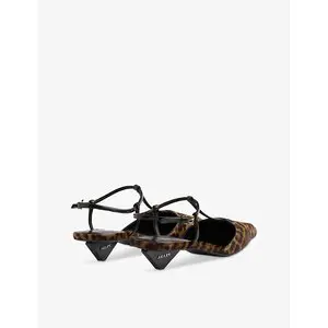 Prada Logo-plaque Leopard Leather Heeled Courts