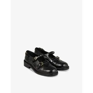 Sandro Double-strap Leather Derby Shoes - Noir / Gris