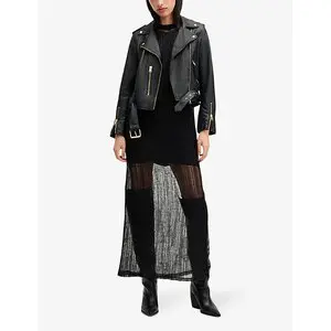 ALLSAINTS Balfern Buckle-embellished Leather Biker Jacket - Black/gold