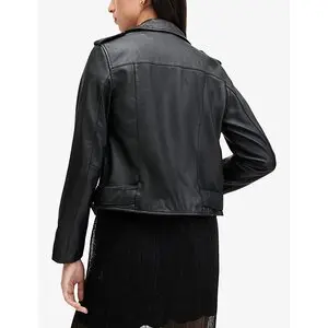 ALLSAINTS Balfern Buckle-embellished Leather Biker Jacket - Black/gold