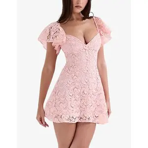 House Of Cb Verity Sweetheart-neck Lace Mini Dress