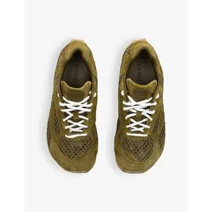 Bottega Veneta Orbit Suede And Mesh Low-top Trainers - Khaki