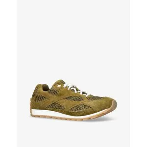 Bottega Veneta Orbit Suede And Mesh Low-top Trainers - Khaki