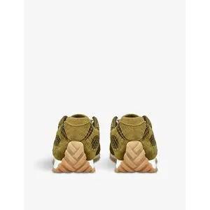 Bottega Veneta Orbit Suede And Mesh Low-top Trainers - Khaki